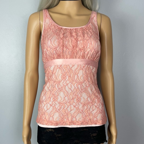 Merona | Tops | Pink Lace Tank | Poshmark